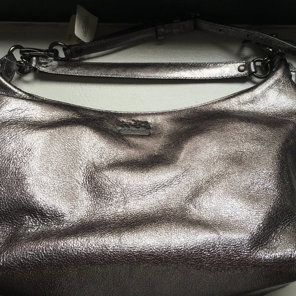 Coach | Bags | New Coach Metallic Silver Leather Handbag | Poshmark